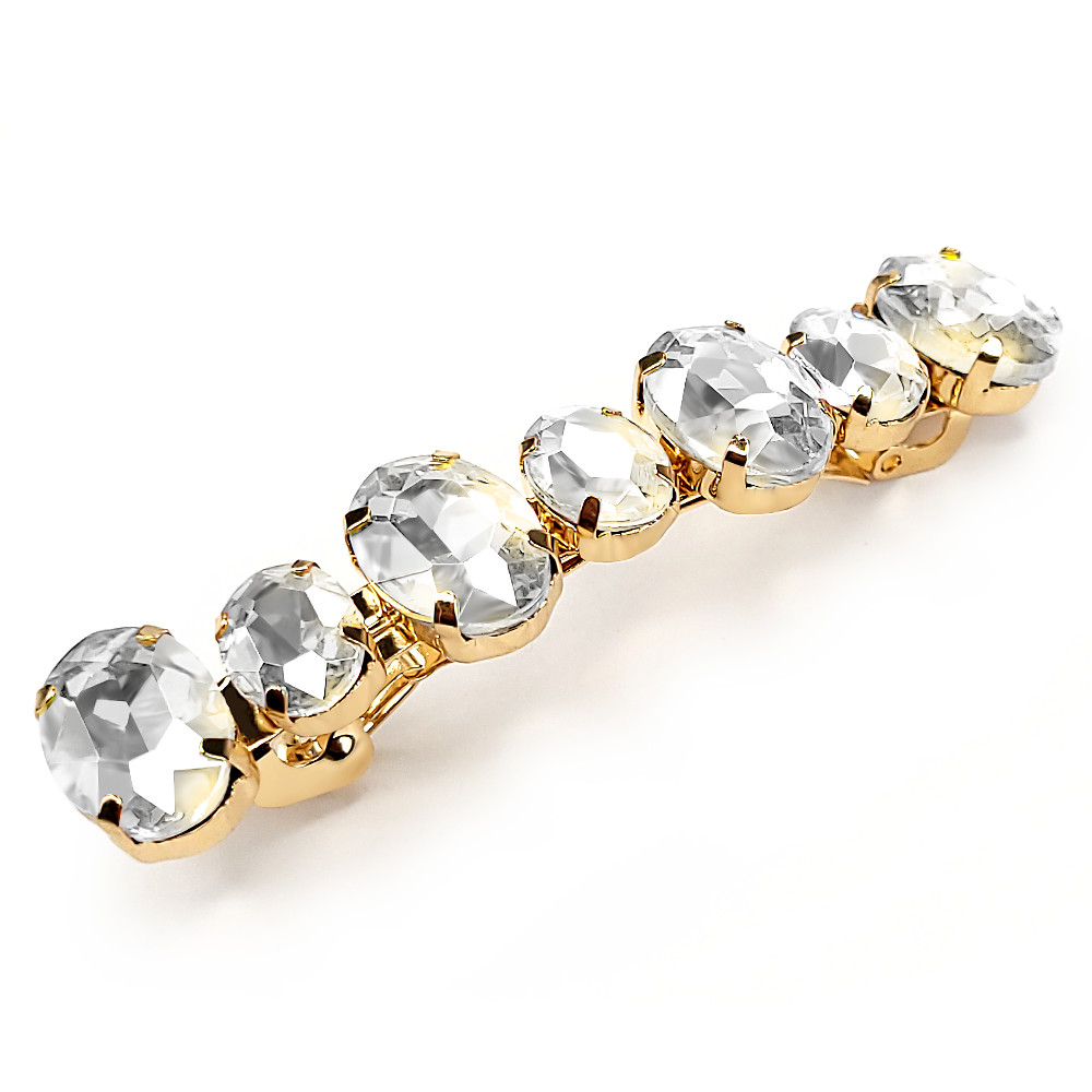 Agrafa de Par Metalica cu Pietre Mari 'Bright and Shining Mirror'