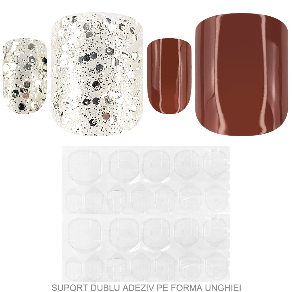 Set 24 Unghii False Picioare cu Pedichiura Instant Model 'Dull Magenta ...