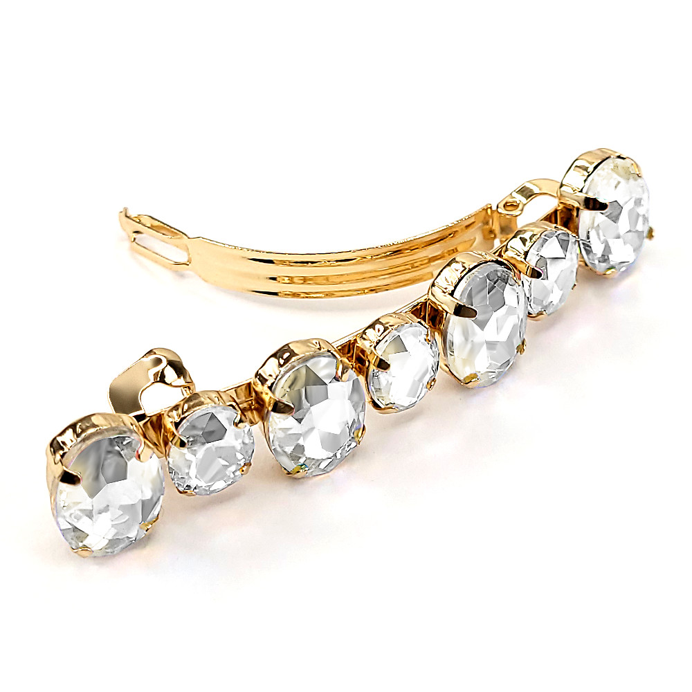 Agrafa de Par Metalica cu Pietre Mari 'Bright and Shining Mirror'