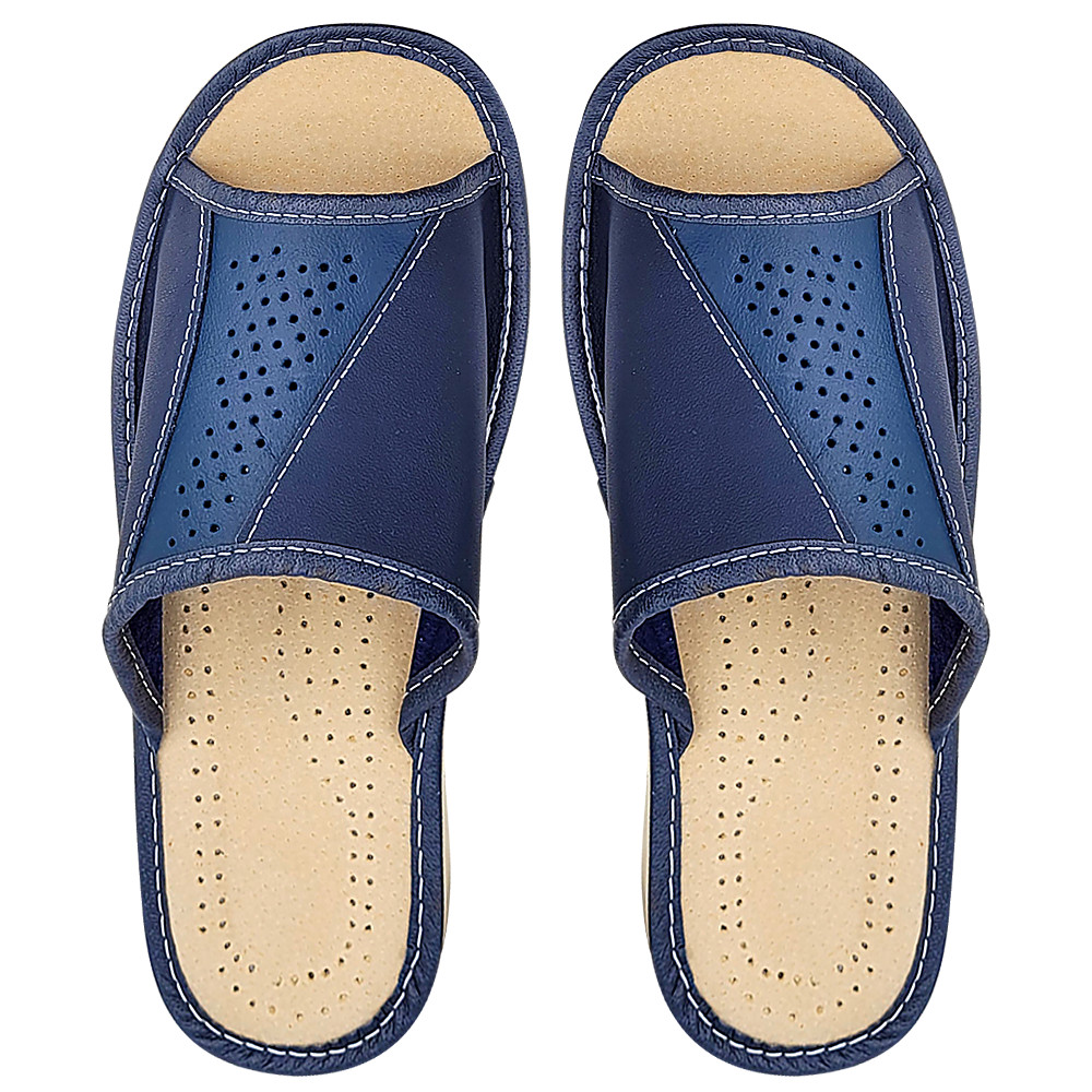 Papuci de Casa din Piele Marca Tylbut Model 'Lounge Breez' Blue