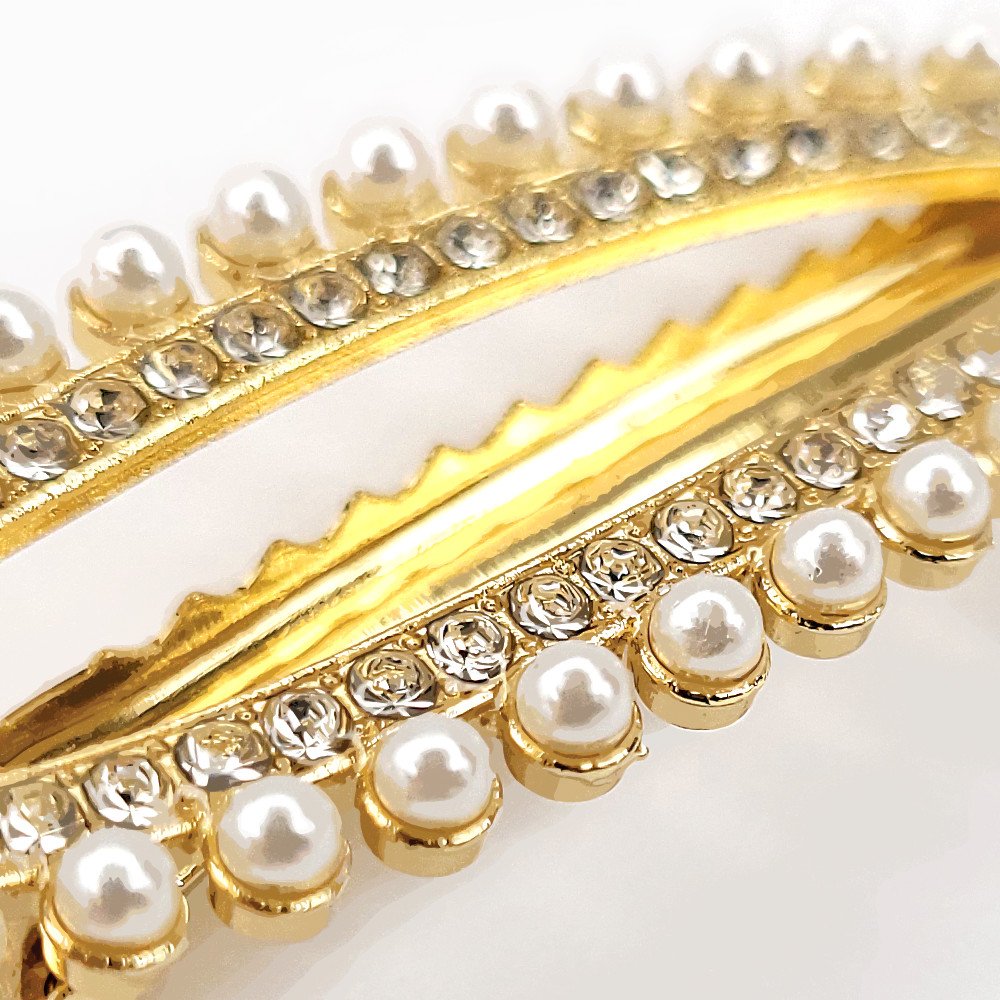 Agrafa de Păr cu Perle si Strasuri, Model 'Golden Sparkle'