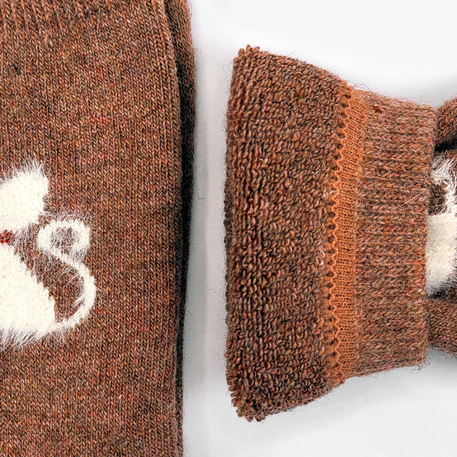 Sosete Groase si Calduroase din Lana Model 'Happy Feet' Culoare Ruginiu