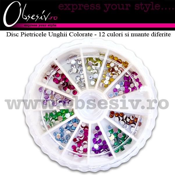 Pietricele Colorate Unghii - Disc Pietricele Nail Art (12 culorisi ...