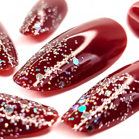 Set 24 Unghii Reutilizabile cu Manichiura Instant, Forma Migdala ...