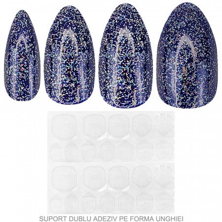 Set 24 Unghii Reutilizabile cu Manichiura Instant, Forma Migdala ...