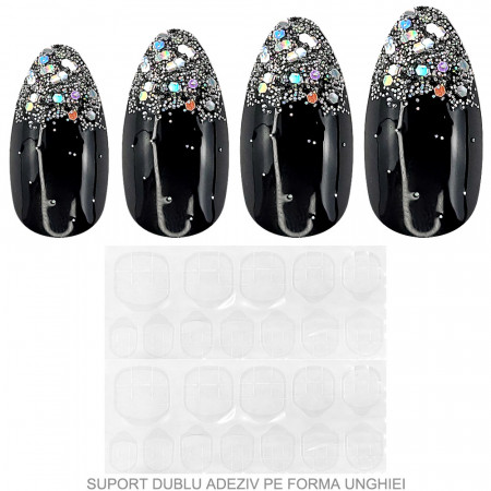 Set 24 Unghii Reutilizabile cu Manichiura Instant, Forma Migdala ...