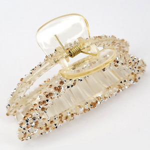 Clema de Par cu Pietricele si Perluțe Model 'Sparkle' Gold