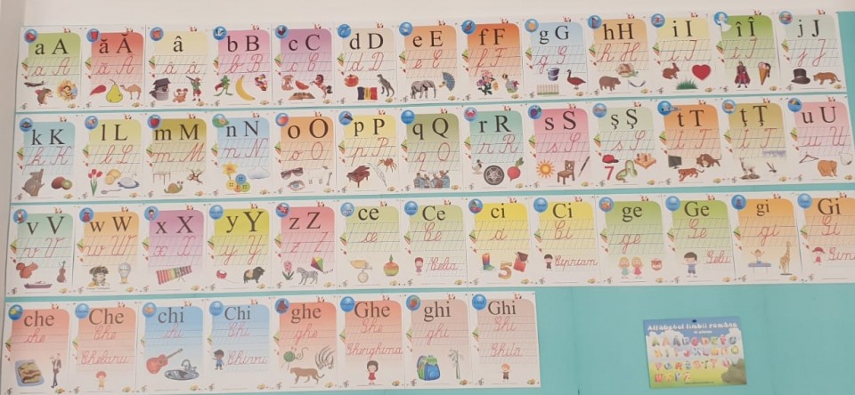 Literele alfabetului și grupurile de litere, Clasa pregătitoare și clasa I - 48 planșe