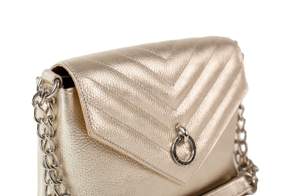 Zlatna elegantna ženska kožna torba Bella