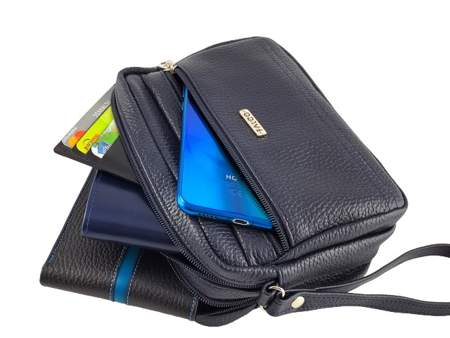 Plava velika klasična ručna kožna torba