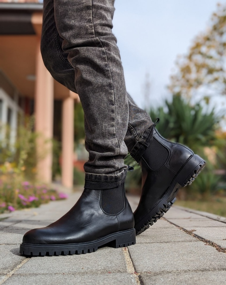 Duboke muške cipele Chelsea crne napa