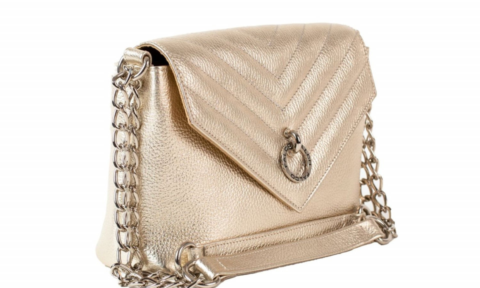 Zlatna elegantna ženska kožna torba Bella