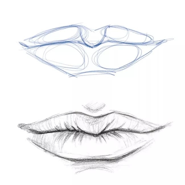 Portret in creion: schita ochi, nas si buze (desen in creion pentru ...