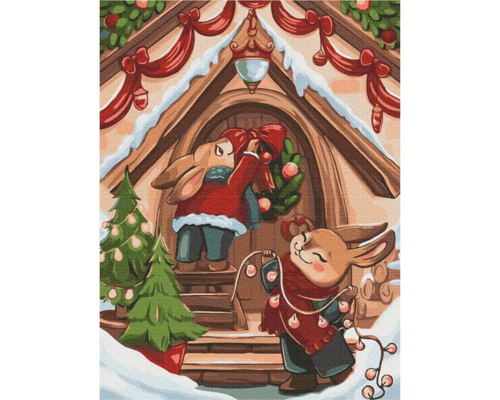 Set Pictura pe Numere pentru Copii Magia Craciunului cu Iepurasi KBS1016