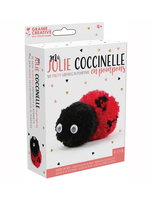 Kit creativ pentru copii, buburuza din pom-pom Graine Creative 440020