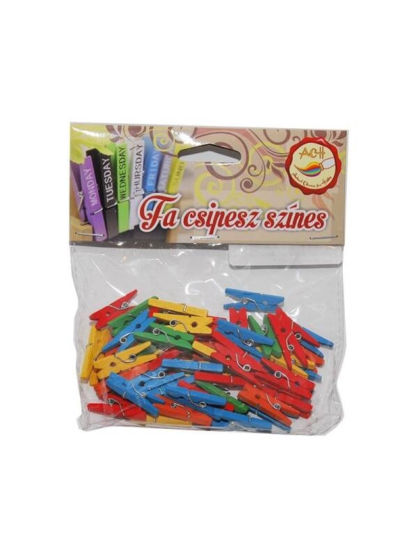 Set 50 carlige din lemn colorate 355264