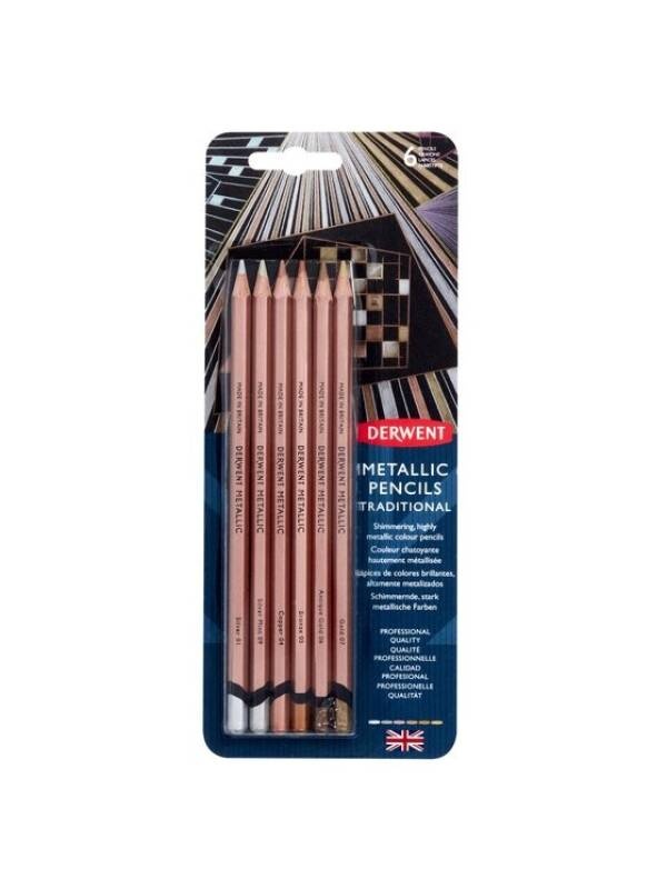 Set 6 creioane metalice traditional Derwent 2305600