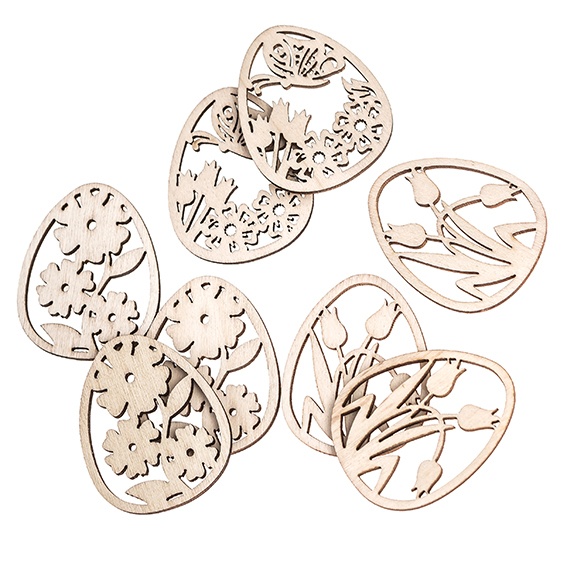 Set 9 Ornamente Lemn Oua 5cm Paste DPDN-221 Dp Craft