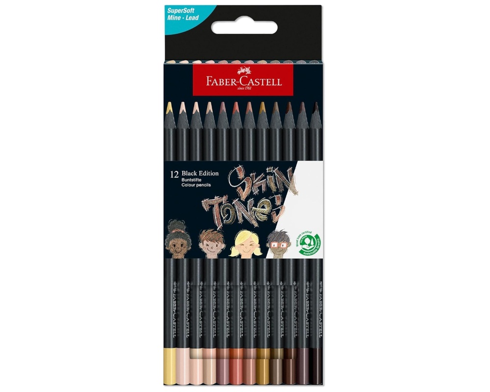 Set de 12 Creioane Colorate Skin Tones Black Edition Faber-Castell FC116414