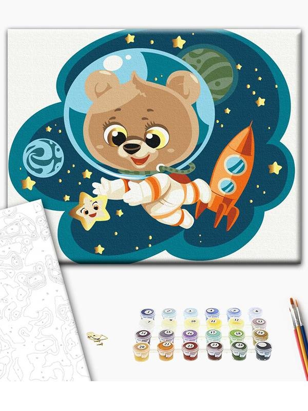 Set pictura pe numere pentru copii Space Teddy Bear 0092