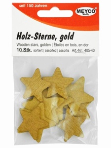 Set 10 stelute aurii din lemn 30 mm Meyco 405-40