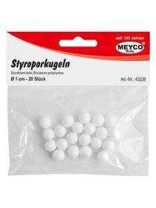 Set 20 bile polistiren 10mm Meyco 43238