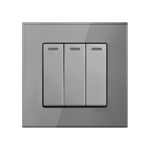 Intrerupator Triplu Cap Scara Cu Panou Din Sticla Securizata Techstar® TGS 01, 220V, 16A, 86 X ...