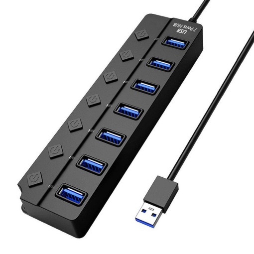 Hub USB cu 7 porturi Techstar® HUBA2401, 7 x USB 2.0, indicator LED ...
