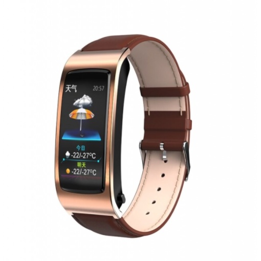 Bratara Smart Eleganta Techstar® AK12 Gold, Piele, Waterproof, Unisex ...