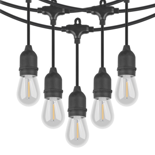 Ghirlanda Luminoasa de Exterior Techstar® 10M cu 15 Becuri LED, E26, 1W, Cablu cu Pendul Negru ...