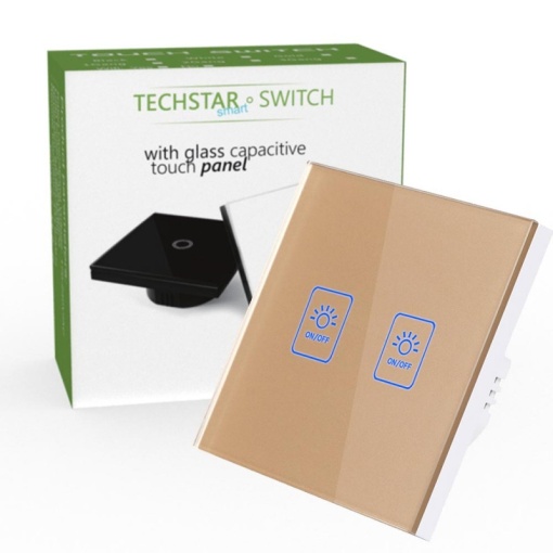 Resigilat Intrerupator Touch Techstar® TG02, Sticla Securizata, Design ...