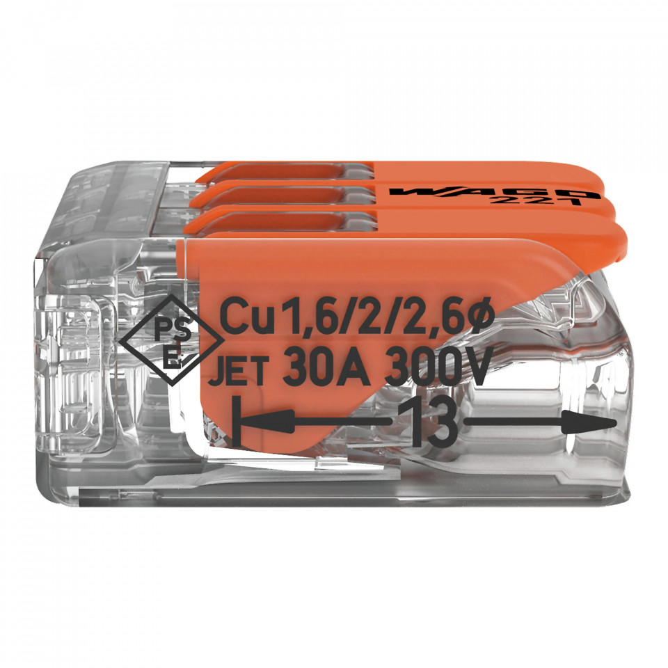 Clema wago pentru conductor cu grosimea intre 0.5 - 6 mm² ,221-613