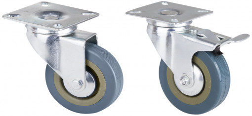 Roata Pivotanta cu Flansa din PVC Gri pentru Mobilier