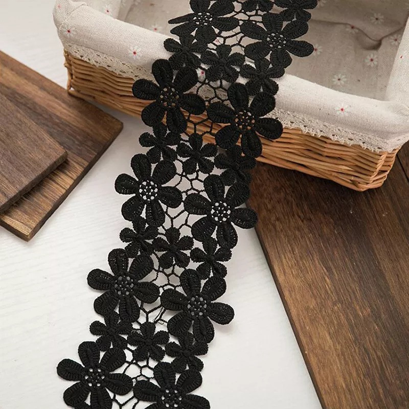 Dantela Bumbac Flori, 13 cm