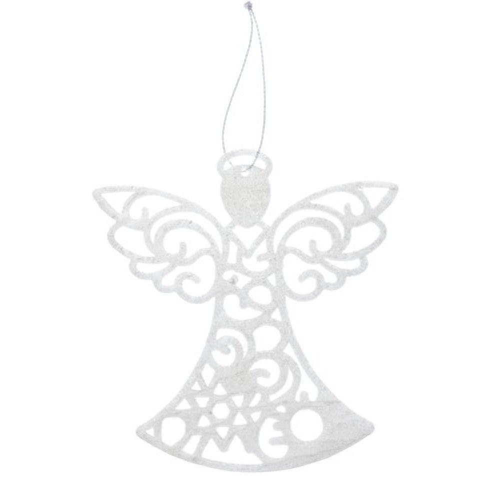 Set 3 bucati, Ornamente pentru brad, tip Ingeras, acoperite cu sclipici ...