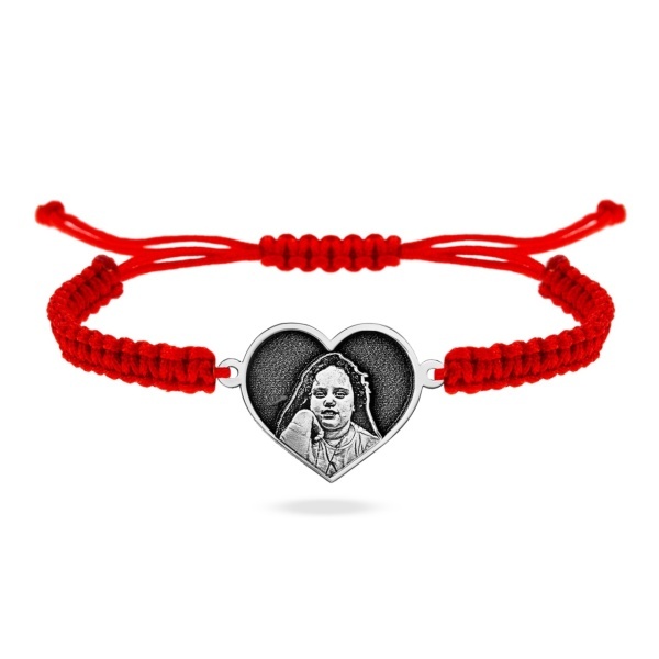 Brățară cu inimioara din argint 925 personalizata cu fotogravura 3D