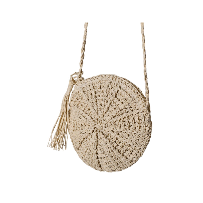 Gentuta rotunda din rafie bej - Ibucork.ro