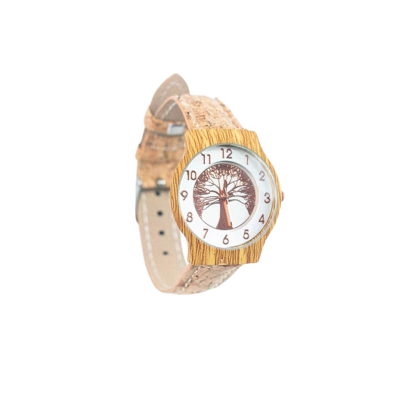 Ceas cu bratara din pluta natural Tree - Ibucork.ro