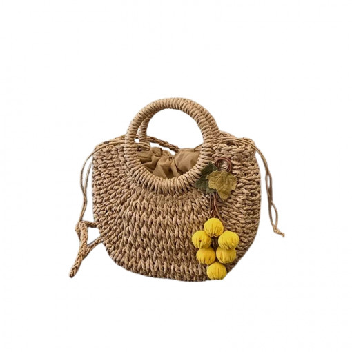 Gentuta din rafie bej Leaves - Ibucork.ro