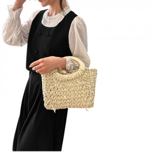 Gentuta tip cos din rafie cu saculet interior