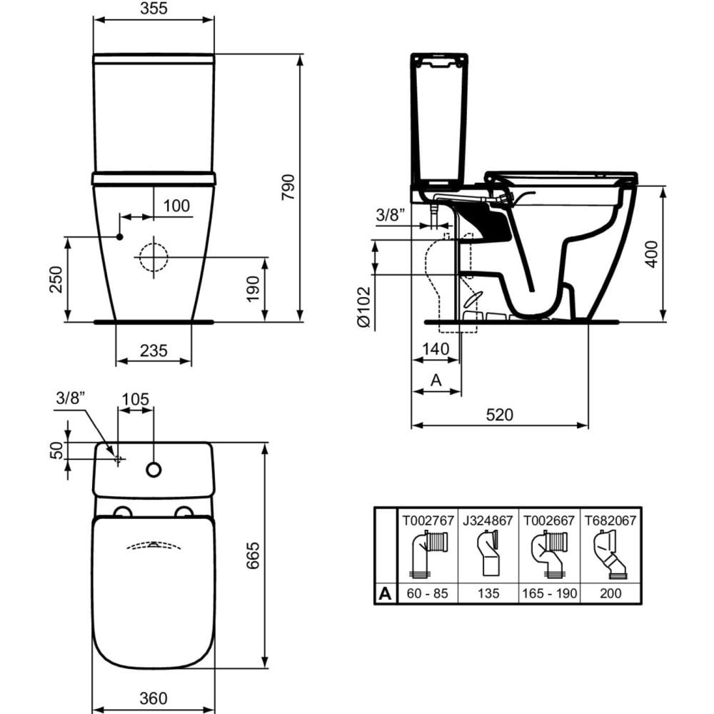 Vas wc stativ Ideal Standard I.Life B Rimless cu functie bideu ...
