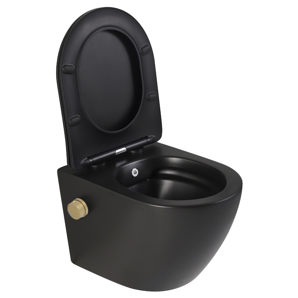 Vas wc suspendat Foglia Oslo Rimless, cu functie bideu, baterie inclusa ...