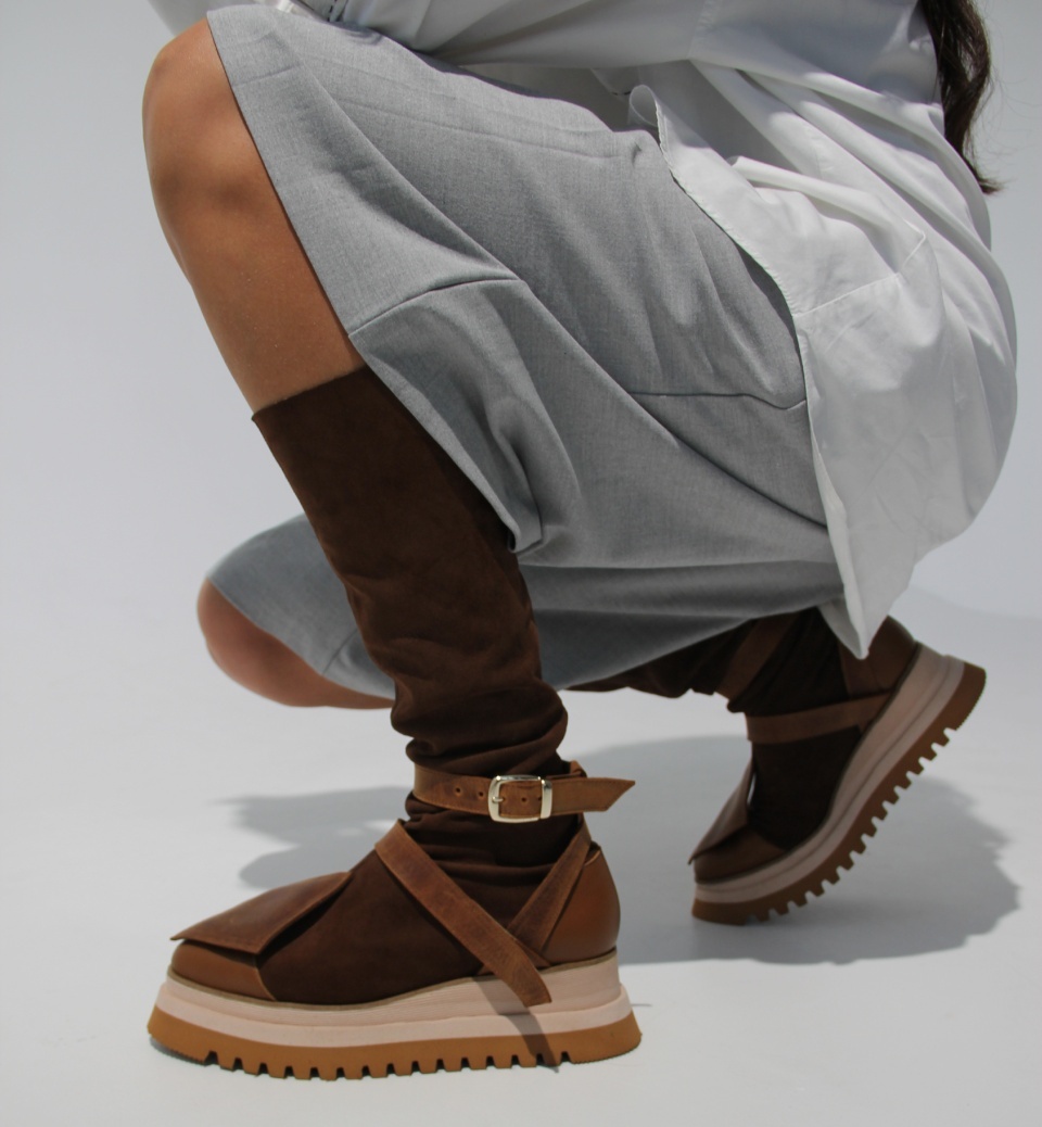 Cizme Adezzo Triangle lungi stretch piele naturala