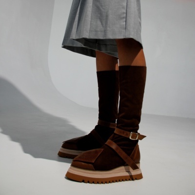 Cizme Adezzo Triangle lungi stretch piele naturala
