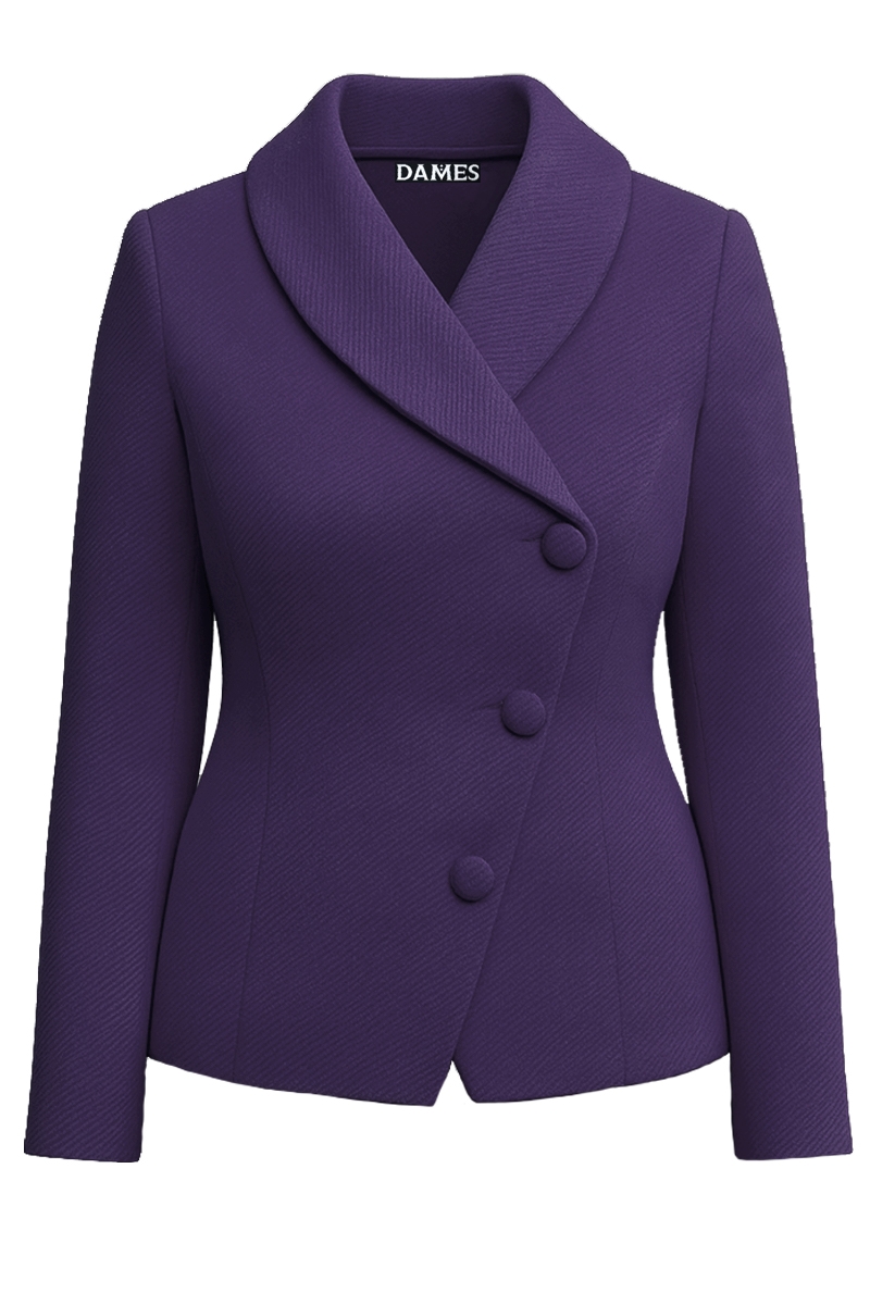 Sacou elegant asimetric din stofa violet