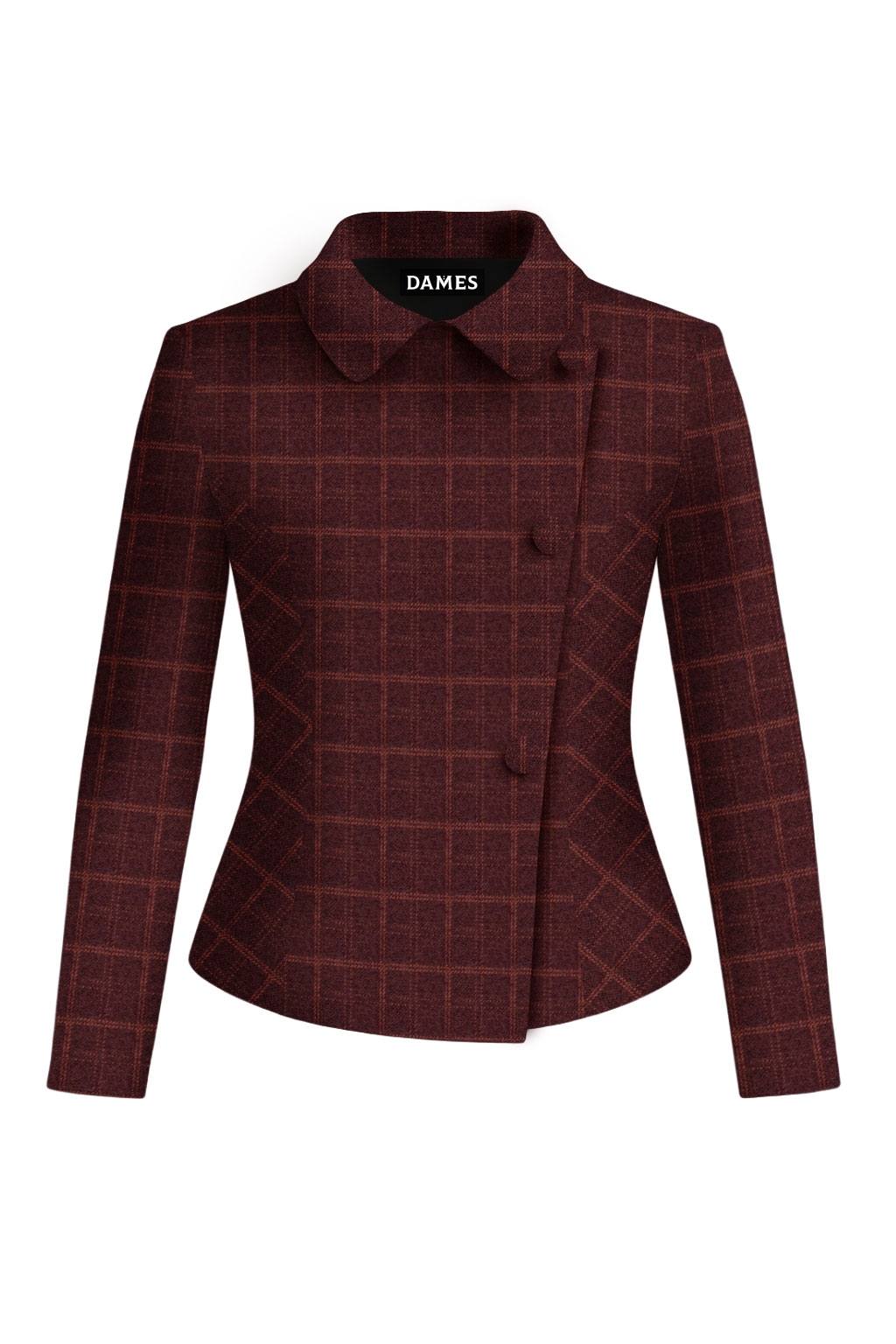 Sacou elegant cambrat din stofa cu patrate