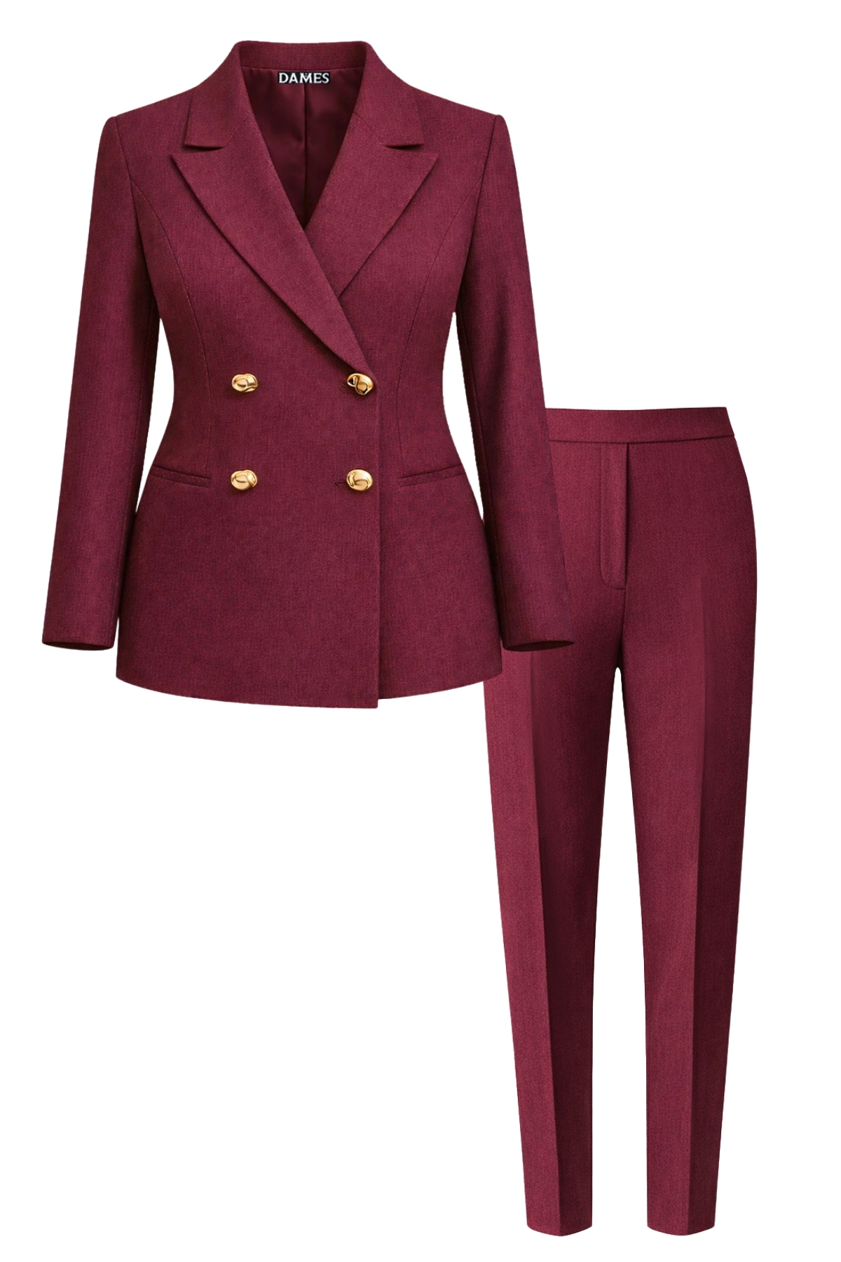 Costum dama sacou clasic si pantalon conic bordo din stofa fina Valeria