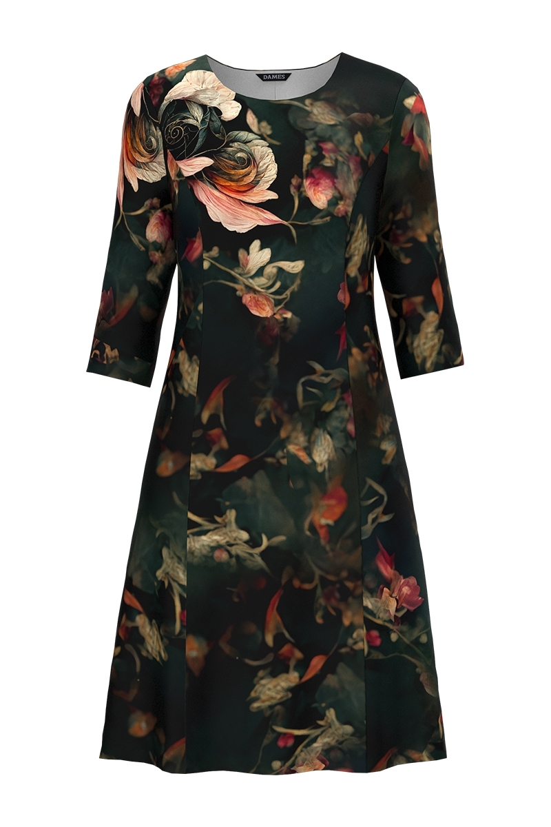 Rochie eleganta in clini imprimata Toamna Colorata