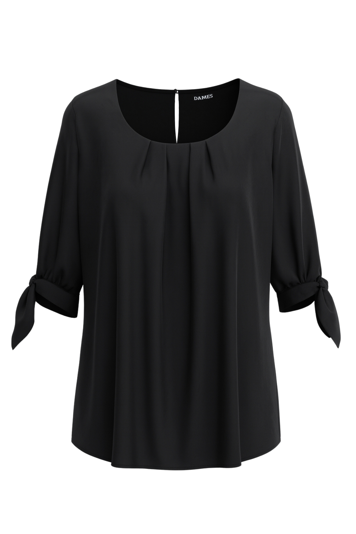 Bluza neagra cu plii si maneca trei sferturi