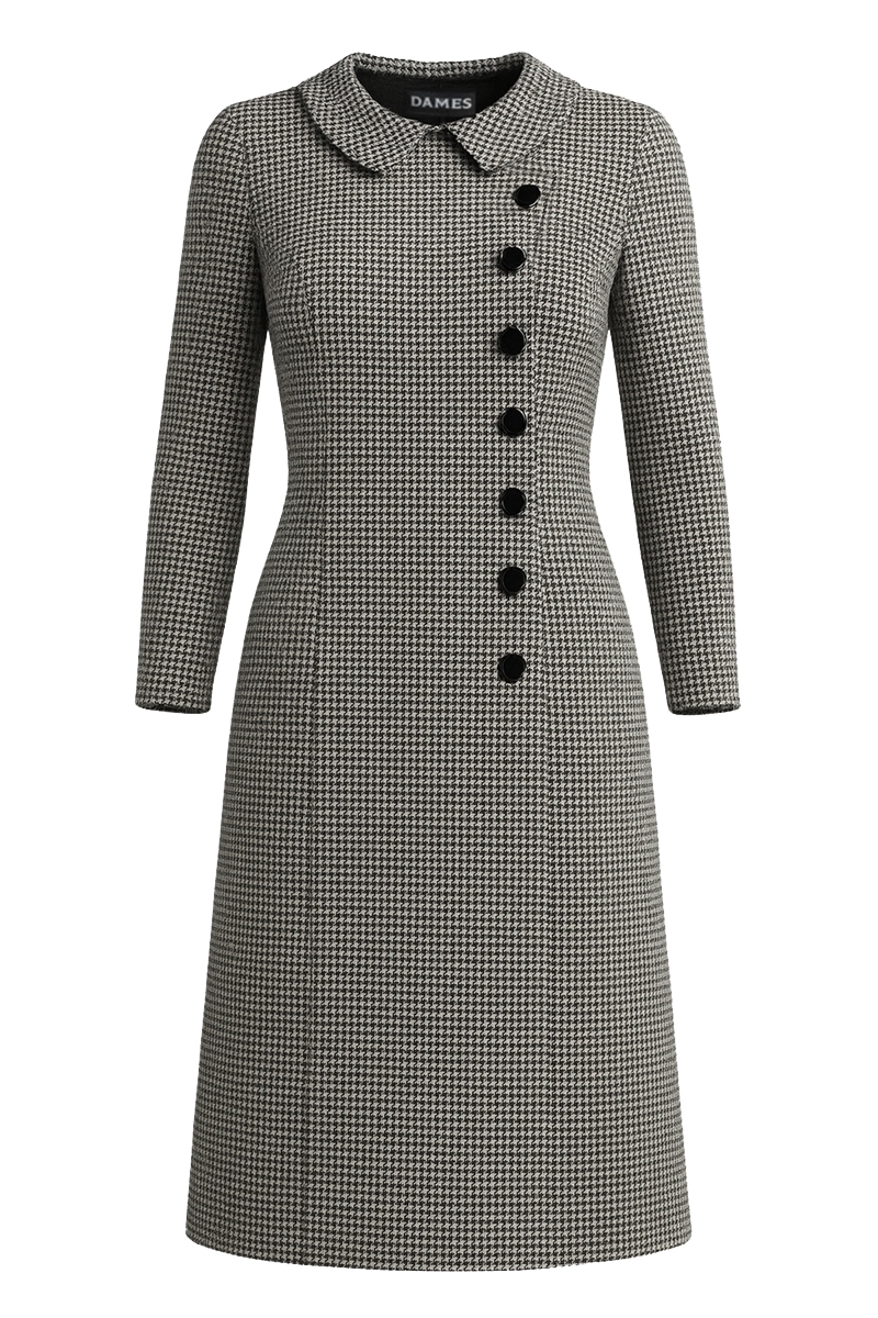 Rochie din stofa cu nasturi din catifea